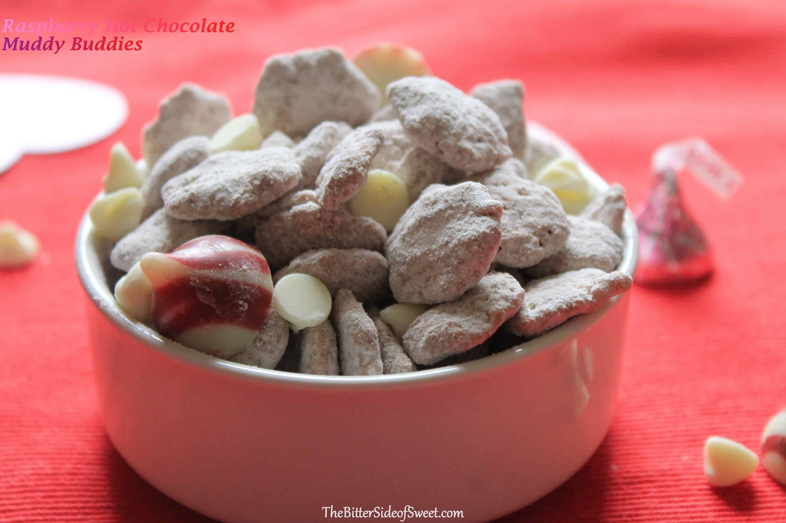 Raspberry HUGS Hot Chocolate Muddy Buddies - The Bitter Side of Sweet