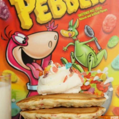 Fruity Pebbles Pancakes with Vanilla Whipped Cream - The Bitter Side of ...