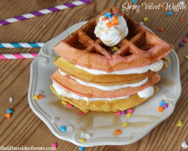 Spring Velvet Waffles - The Bitter Side of Sweet