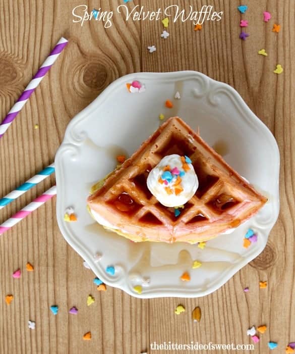 Spring Velvet Waffles - The Bitter Side of Sweet