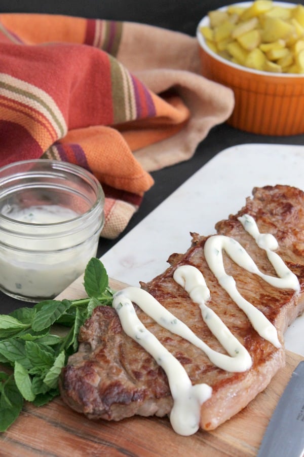 Grilled Steak with Mint Aioli - The Bitter Side of Sweet