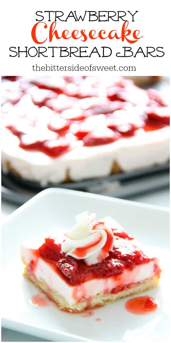 Strawberry Cheesecake Shortbread Bars Image - The Bitter Side of Sweet
