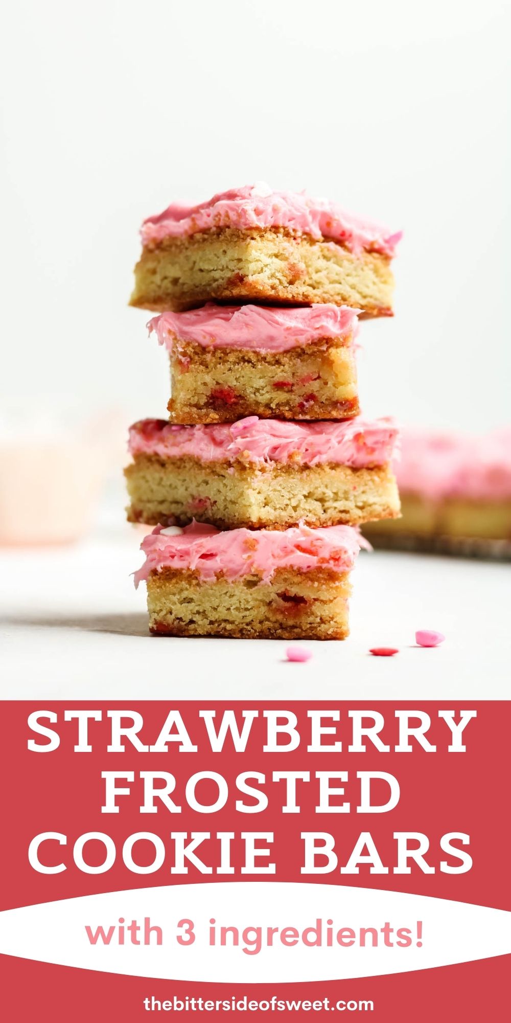 Strawberry Frosted Cookie Bars - The Bitter Side of Sweet