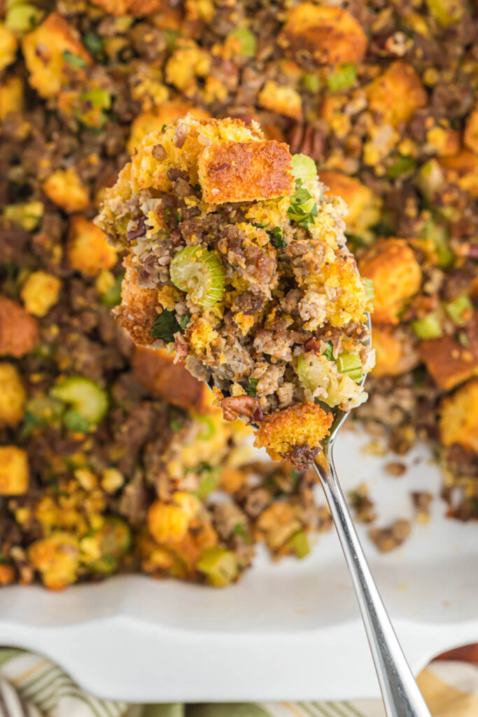 Sausage Cornbread Stuffing - The Bitter Side of Sweet
