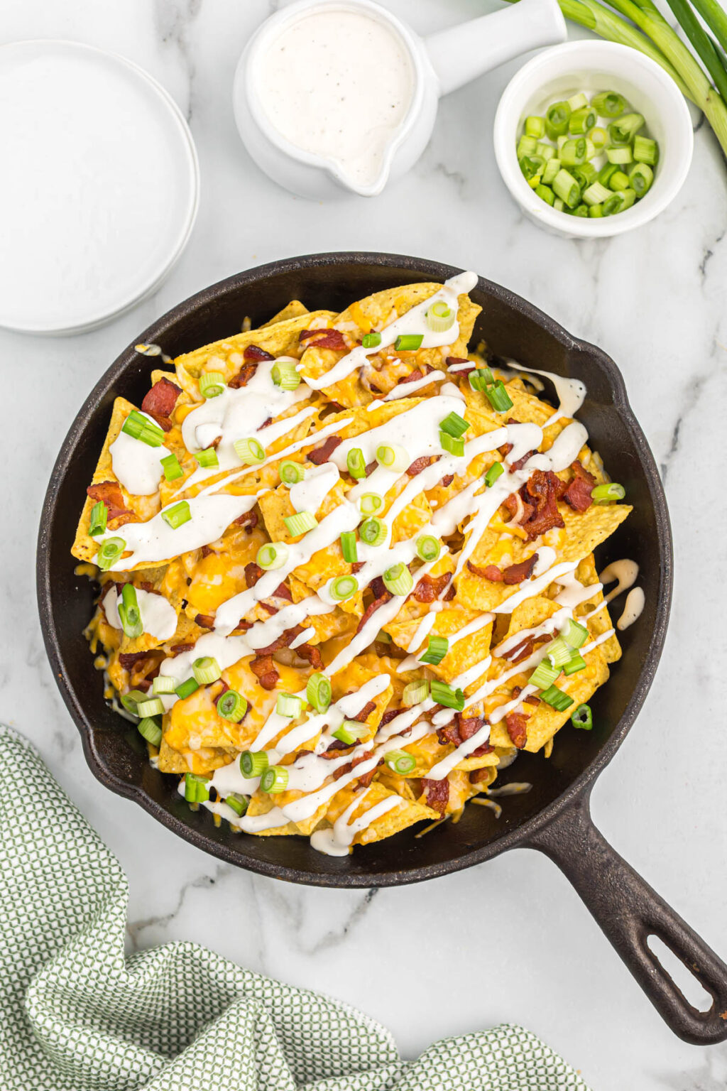 Bacon Ranch Skillet Nachos - The Bitter Side of Sweet