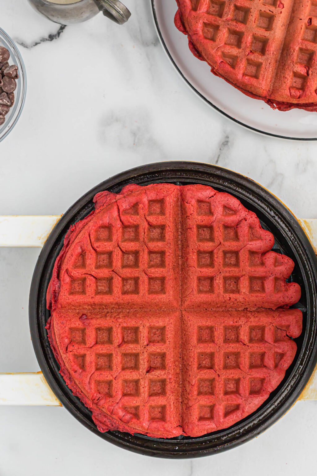 Red Velvet Cake Mix Waffles - The Bitter Side of Sweet